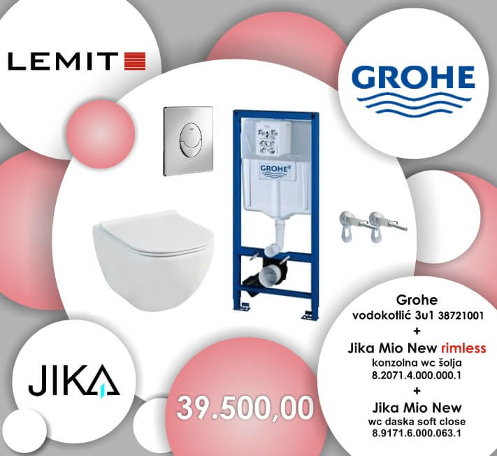 Komplet Grohe vodokotlić 3u1 sa Jika wc šoljom i daskom