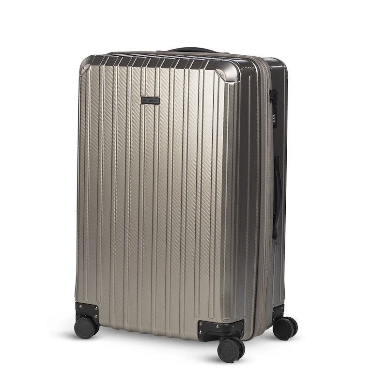 Scandinavia putni kofer Voyage Carbon Series, 90 L, srebrni