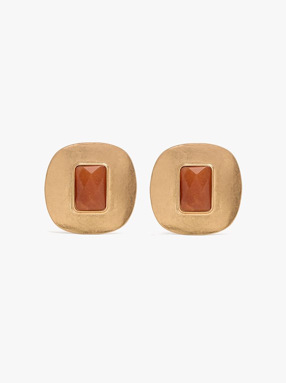 MAXI EARRINGS WITH RECTANGULAR STONE