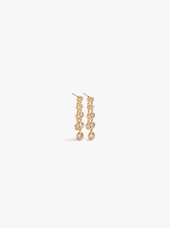 LONG DOUBLE EARRINGS WITH CUBIC ZIRCONIA