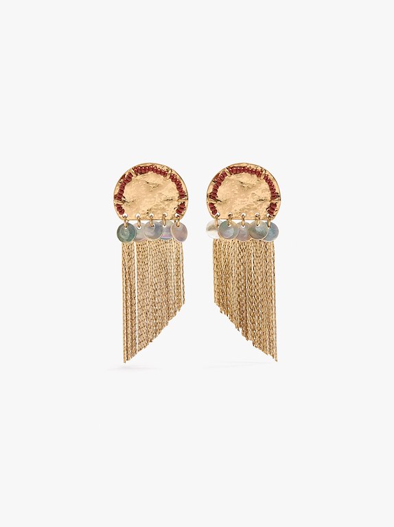 MAXI CASCADE-EFFECT EARRINGS WITH SHELLS