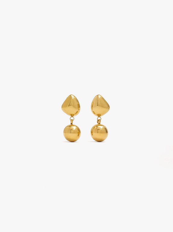 EARRINGS WITH SPHERE - STAINLESS STEEL