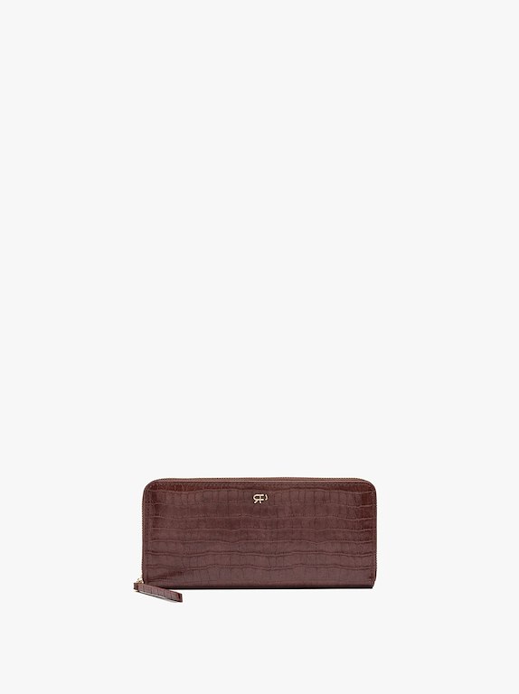 WALLET WITH ANIMAL ENGRAVING AND ZIPPER CLOSURE