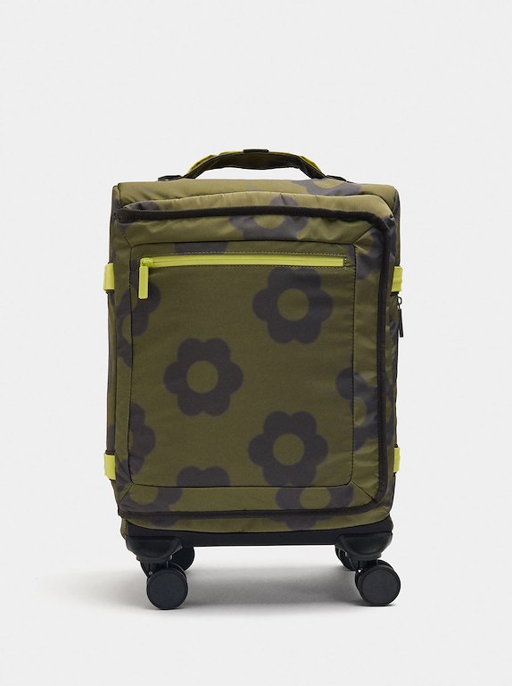PRINTED FLORAL NYLON TRAVEL SUITCASE