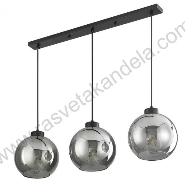 Visilica 3xE27 metal/smoke staklo S005