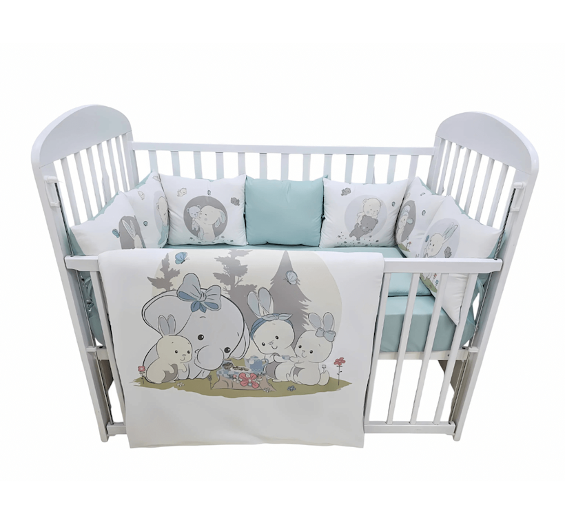 Fim baby Vesela Družina komplet posteljina za krevetac za bebe-Mint