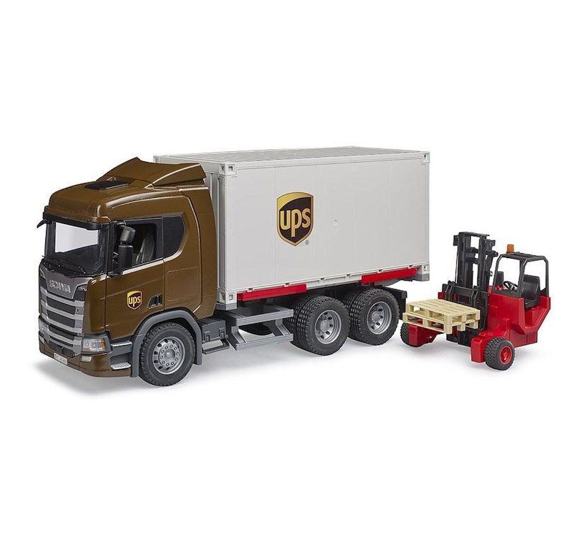 Bruder kamion Scania UPS sa viljuškarom 035822
Bruder kamion Scania UPS sa viljuškarom 035822