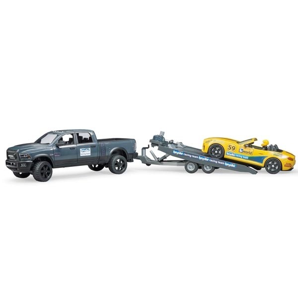 Bruder dzip RAM sa prikolicom i auto Mercedes roadster
Bruder dzip RAM sa prikolicom i auto Mercedes roadster