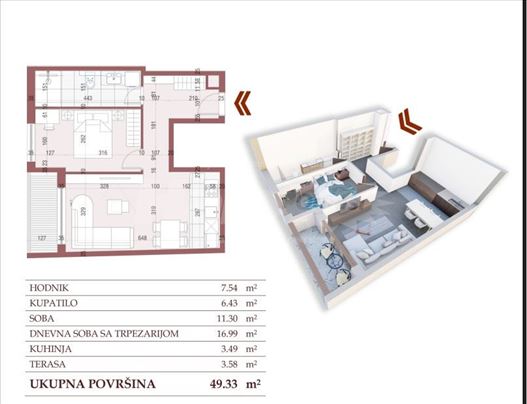 Luksuzni jednosoban stan - apartman