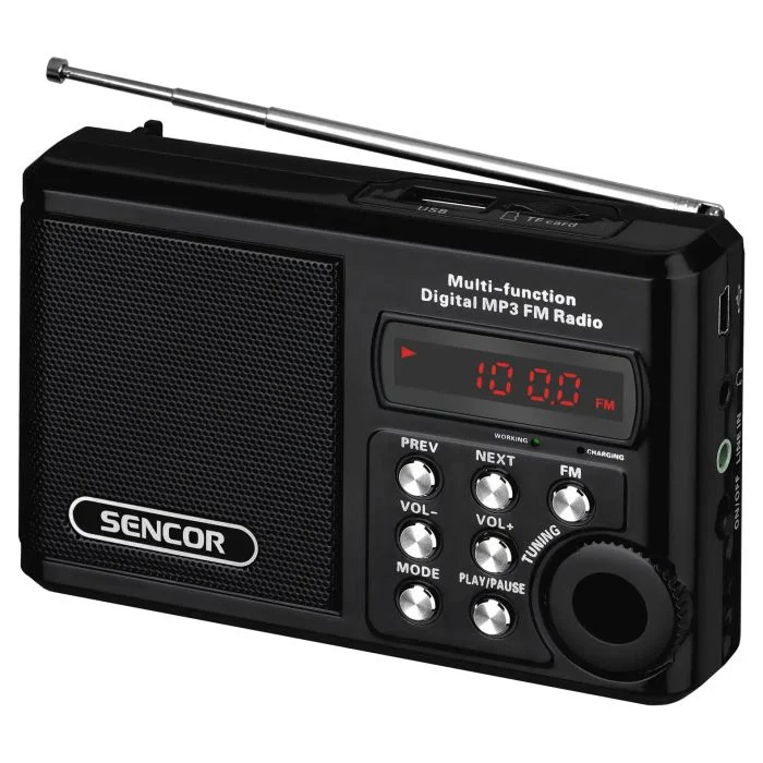 Sencor SRD 215 B - prenosni FM radio sa USB, microSD, MP3 i punjivom baterijom (crni)