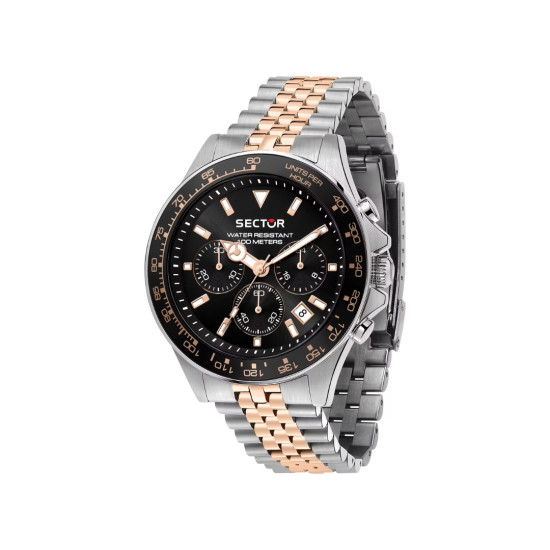 Sector R3273661031 muški sat Black Sport 43mm Chronograph Two Tone Rose Gold 230 Series Jubilee Bracelet Edition 10ATM