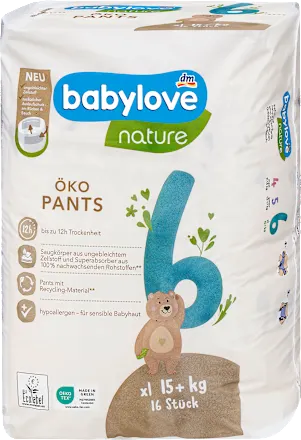 babylove
nature pelene gaćice, XXL veličina 6 (15+ kg), 16 kom