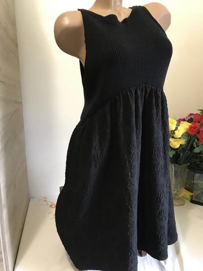 Zara crna haljina trikotaza i platno L
