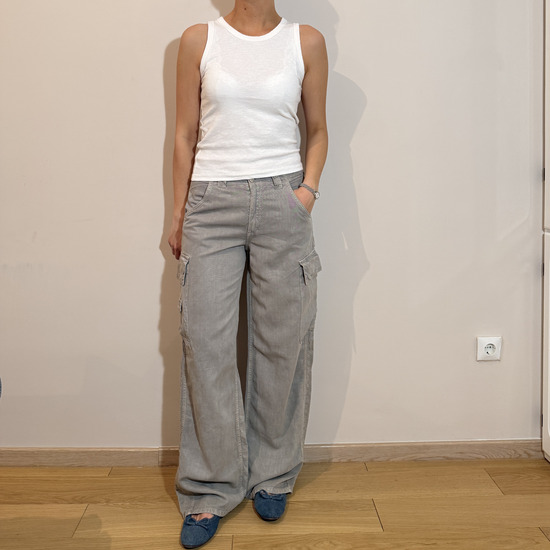 ZARA lanene kargo pantalone