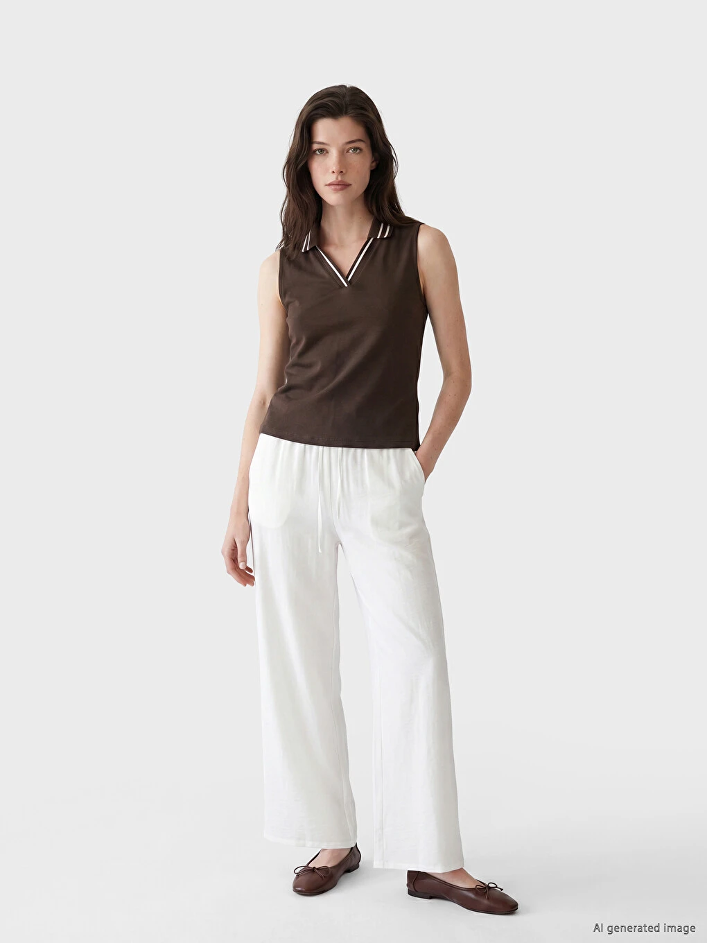LCW Comfort Ženska Top Majica Bez Rukava Sa Polo Kragnom, Mekani Dodir