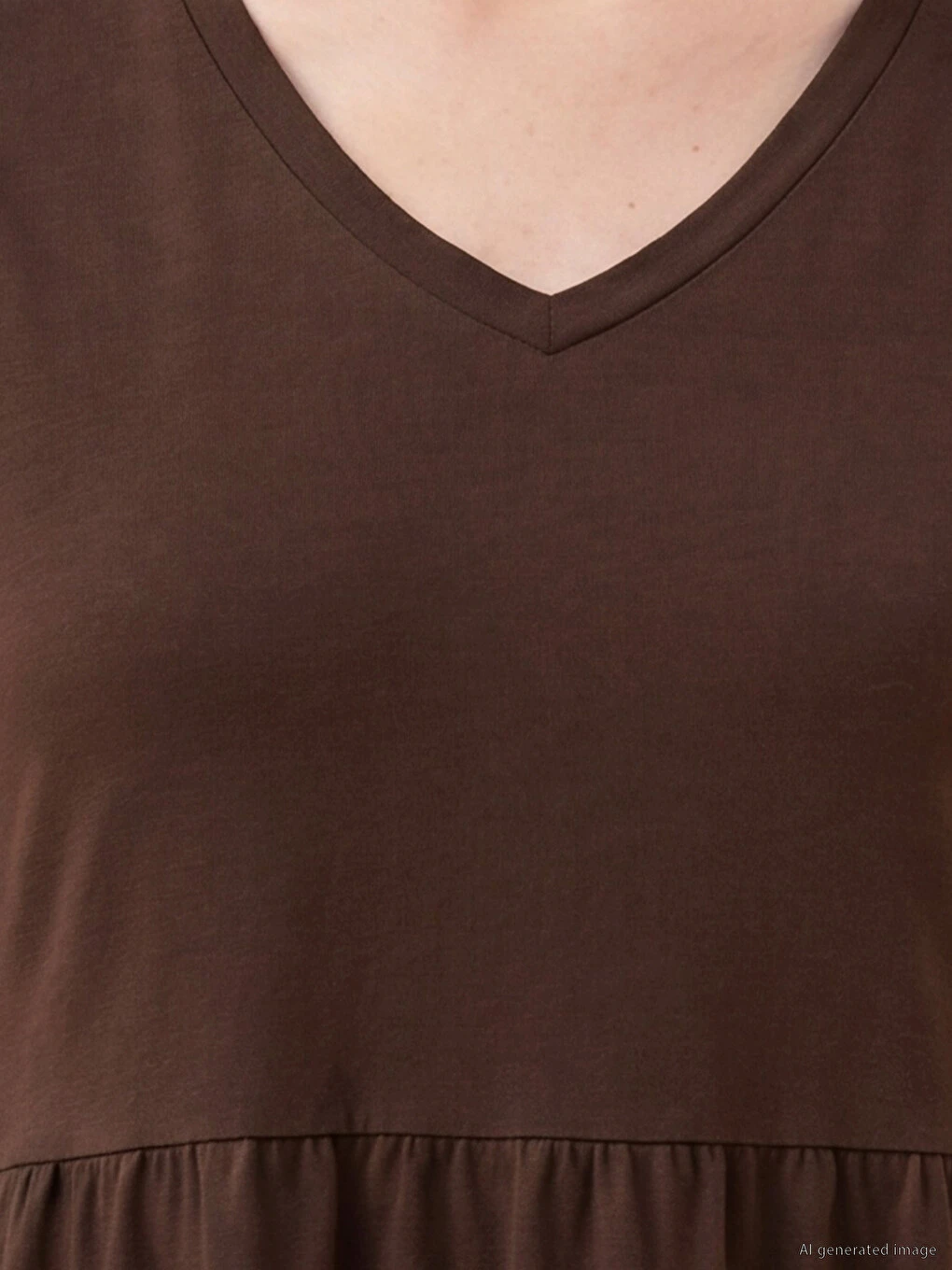 LCWAIKIKI Curve Plus Size Slojevita Haljina Sa V Izrezom