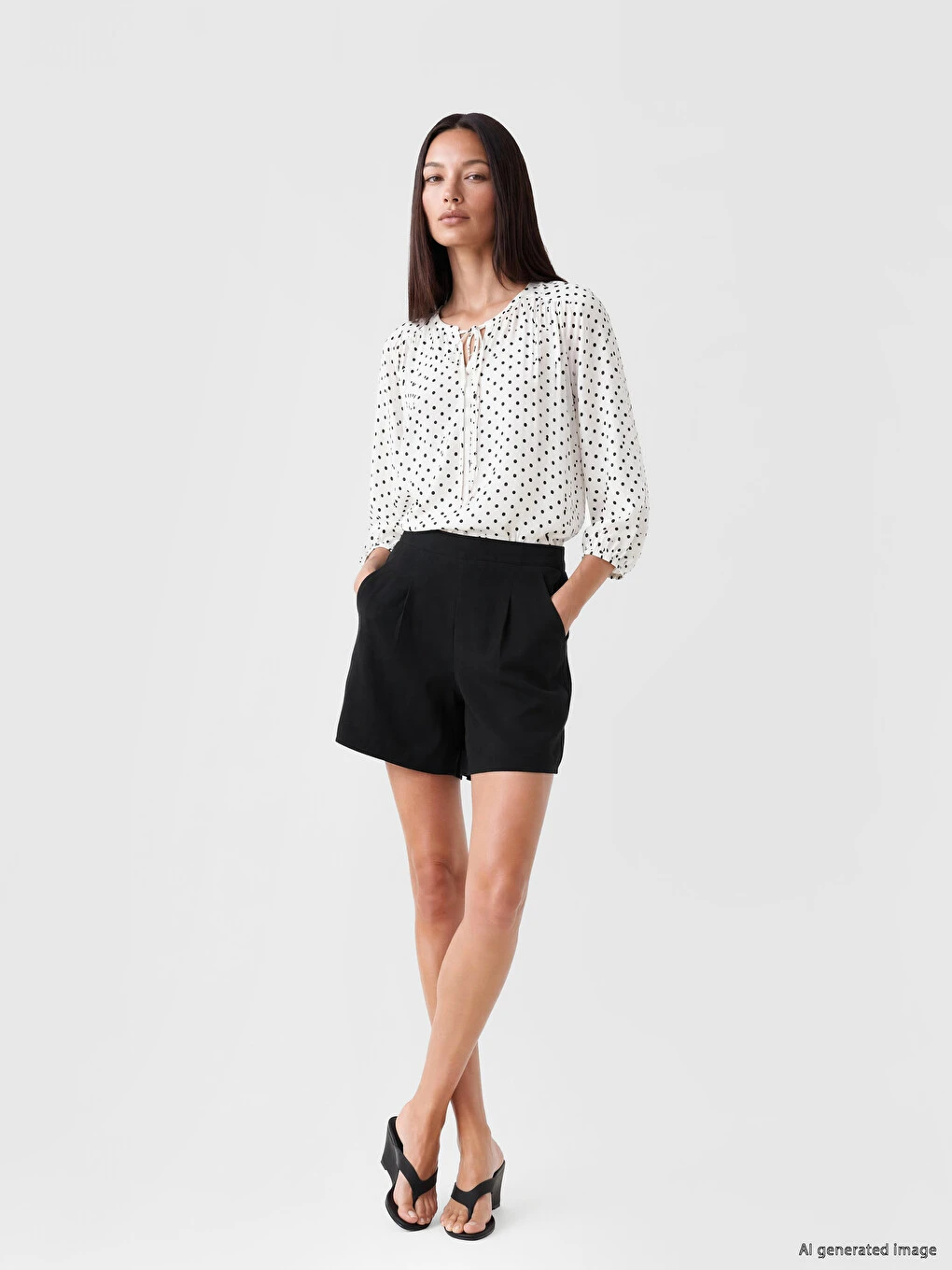 LCW EVERYDAY Bluza Sa Kragnom Na Vezanje Sa Tufnicama I Naborima