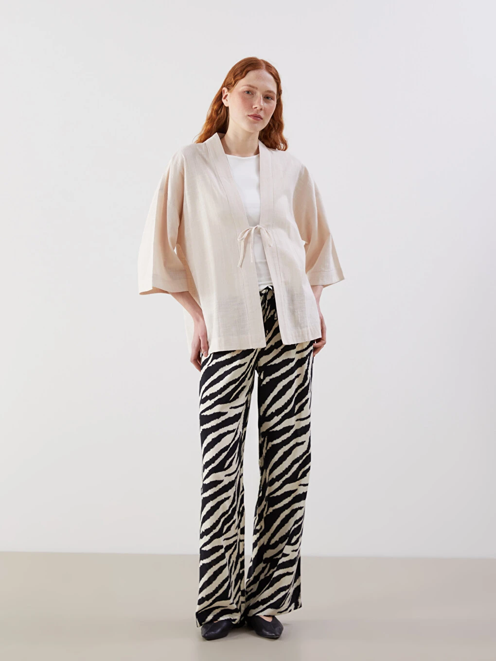 LCW Vision Šal Kragna Izgled Lana Preveliko Žena Kimono