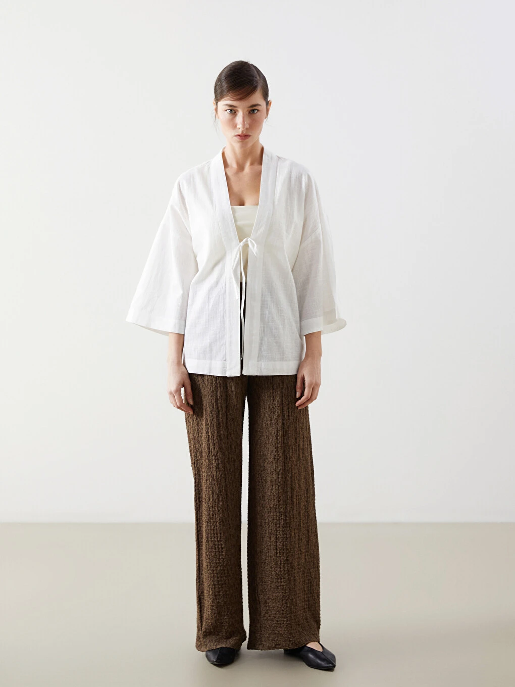 LCW Vision Šal Kragna Izgled Lana Preveliko Žena Kimono