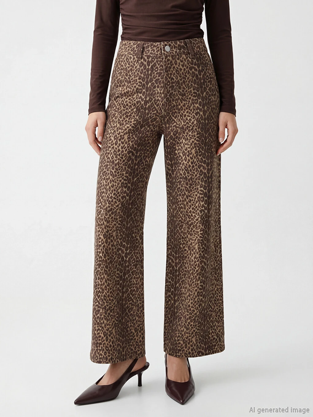 LCW Modest Ženske Farmerke Širokih Nogavica Sa Leopard Dezenom