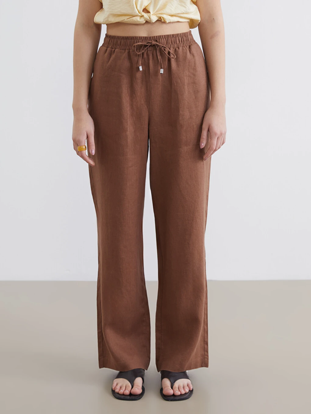 XSIDE Ženske Lanene Pantalone Sa Elastičnim Strukom