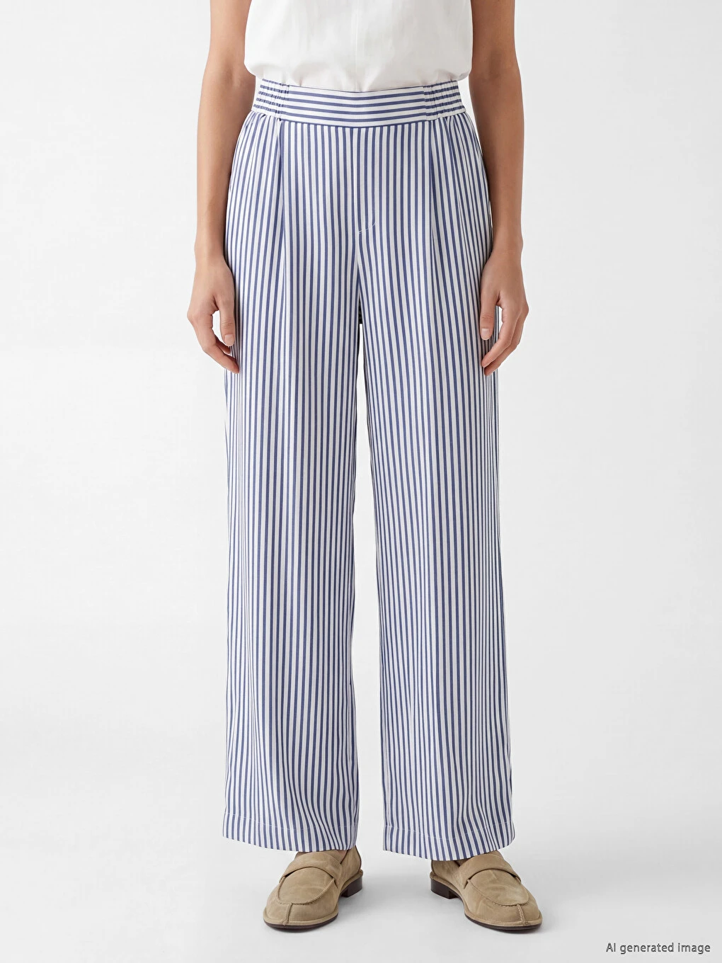 LCWAIKIKI Classic Ženske Prugaste Pantalone Sa Elastičnim Strukom
