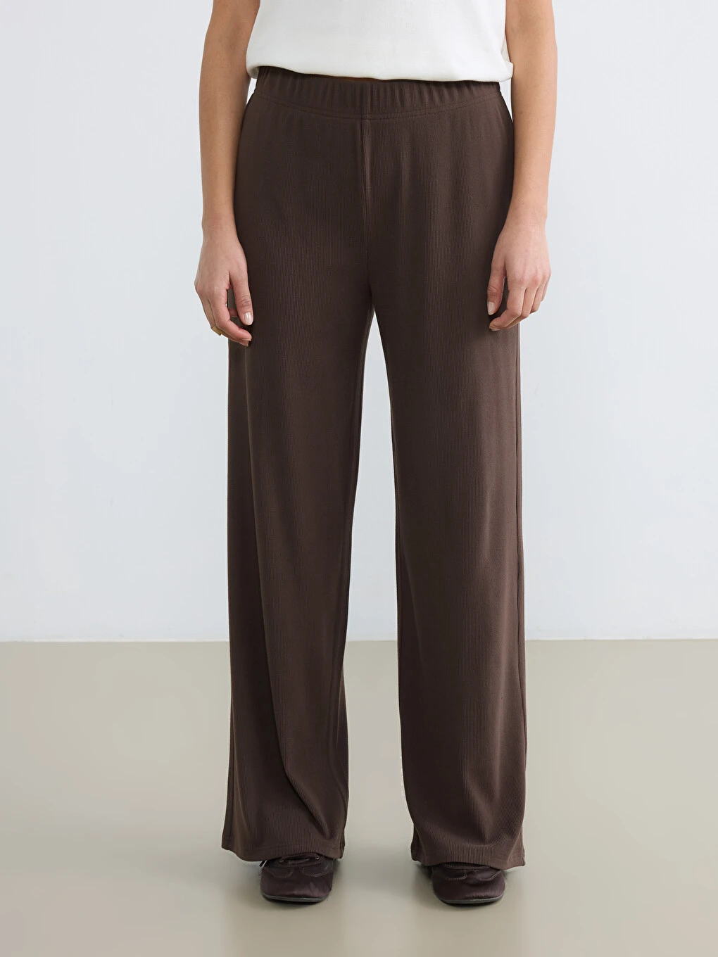 LCW Comfort Ženske Pantalone Sa Elastičnim Strukom I Širokim Nogavicama