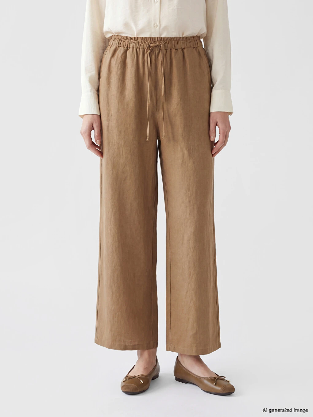LCW Modest Ženske Pantalone Od 100% Lana Sa Elastičnim Strukom