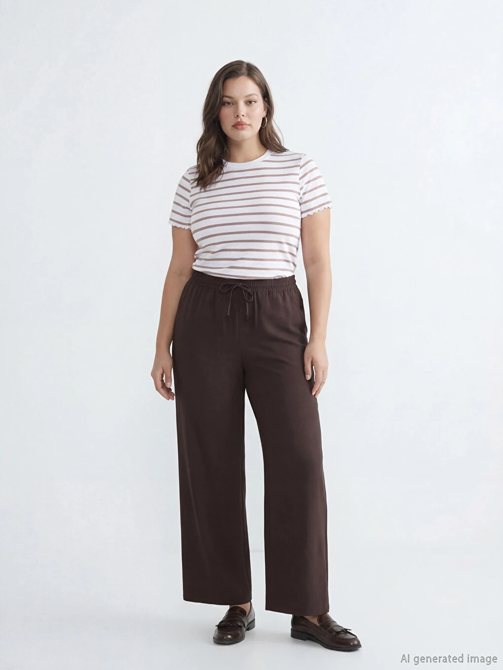 LCW Comfort Ženske Pantalone Sa Elastičnim Strukom I Širokim Nogavicama