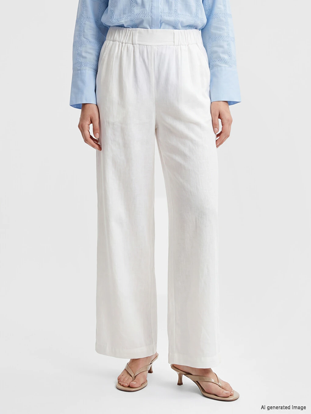 LCWAIKIKI Classic Ženske Pantalone Sa Elastičnim Strukom I Širokim Nogavicama