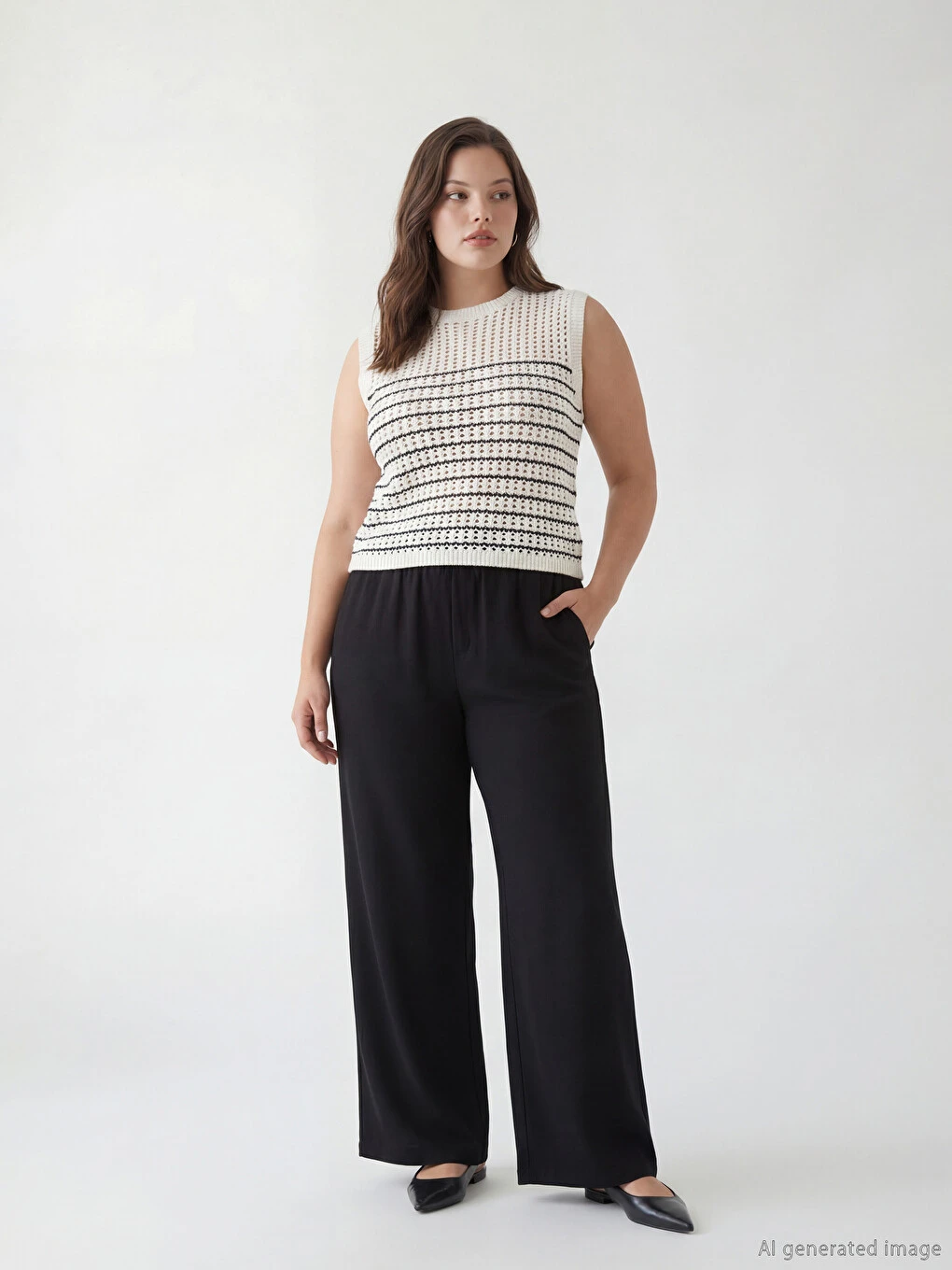 LCW Comfort Ženske Pantalone Sa Elastičnim Strukom I Širokim Nogavicama