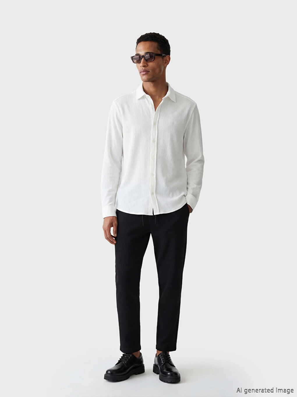 LCW Vision Slim Fit Muška Basic Košulja Sa Teksturom