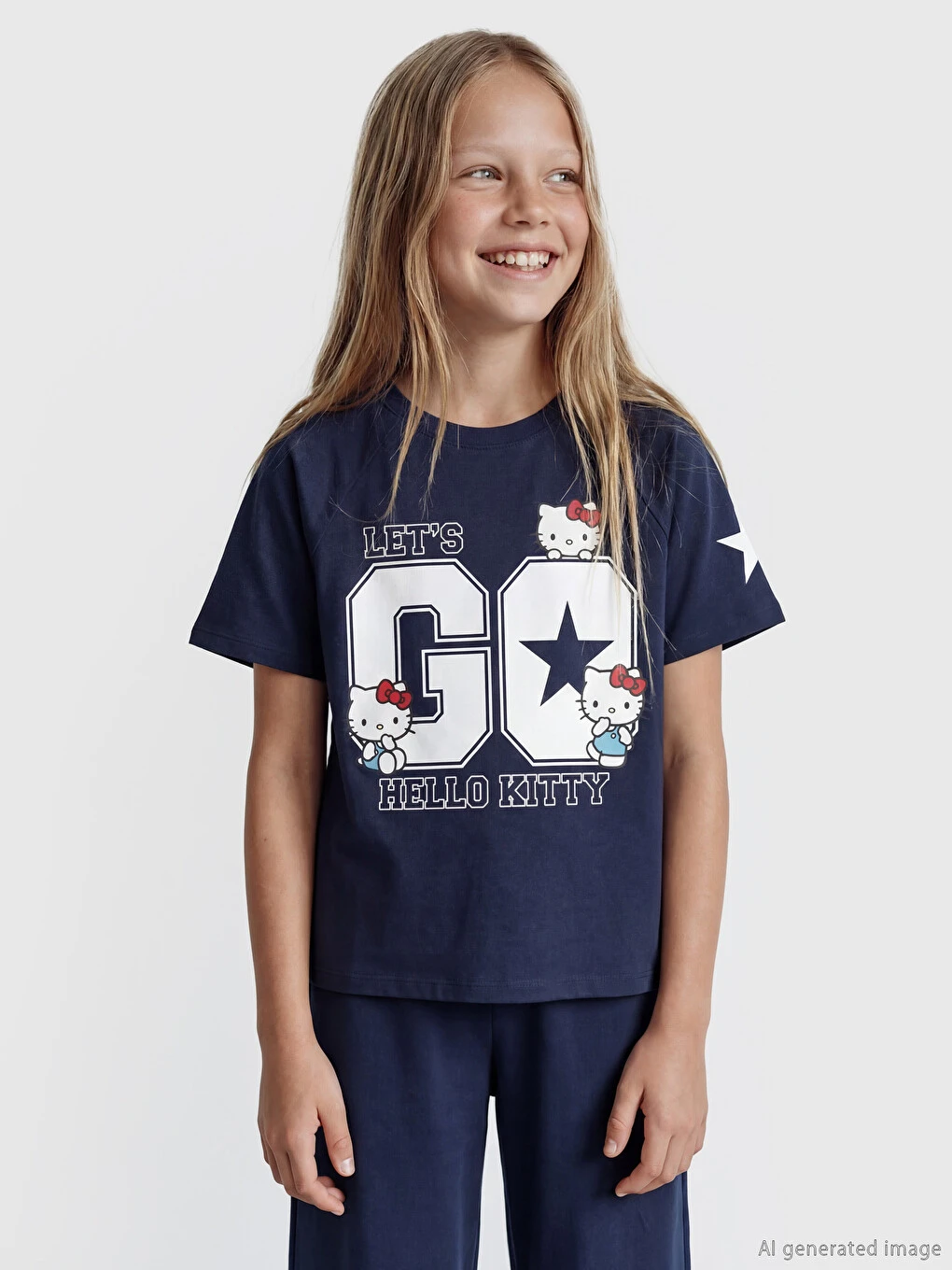 LCW Kids Hello Kitty Štampani Komplet Majica I Pantalone Za Devojčice