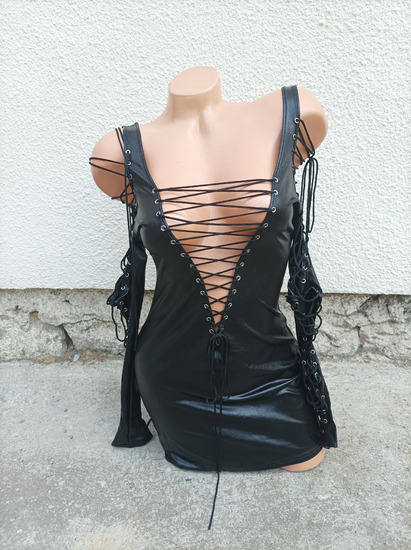 PVC/Spandex Fetish Haljina sa Pertlama S/M