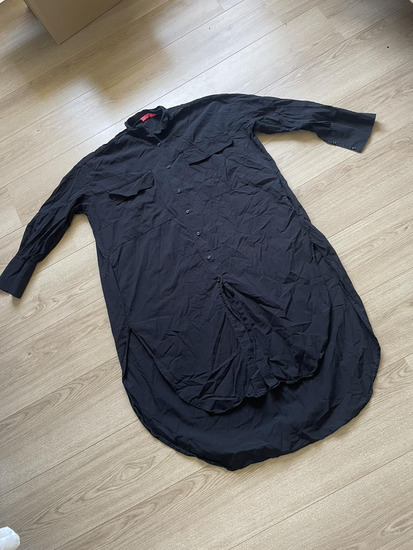 Oversize crna košulja haljina