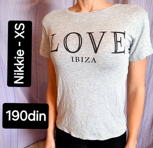 Nikkie ženska majica Love Ibiza siva XS/34