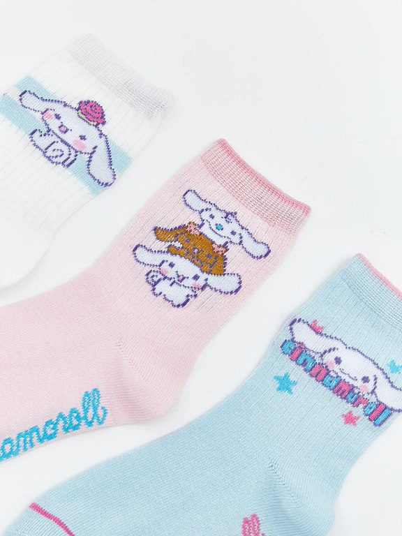 LCW Kids Dečje Čarape Do Članka Sa Cinnamoroll Dezenom, Pakovanje Od 3 Para