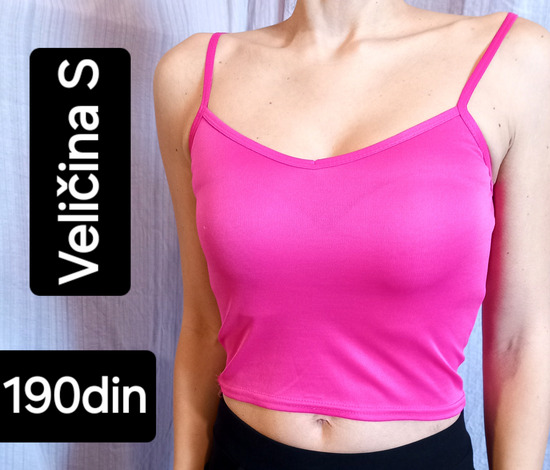 Ženska majica na bretele crop roze S/36