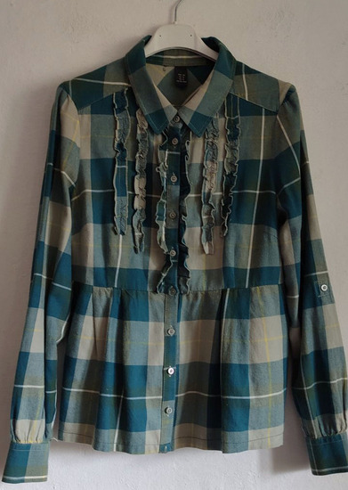 Boho karirana košulja-tunika vel.42 pamučni flanel