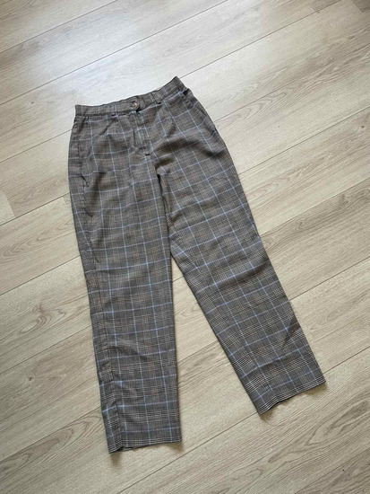 Vintage karirane pantalone visok struk XS/S/M