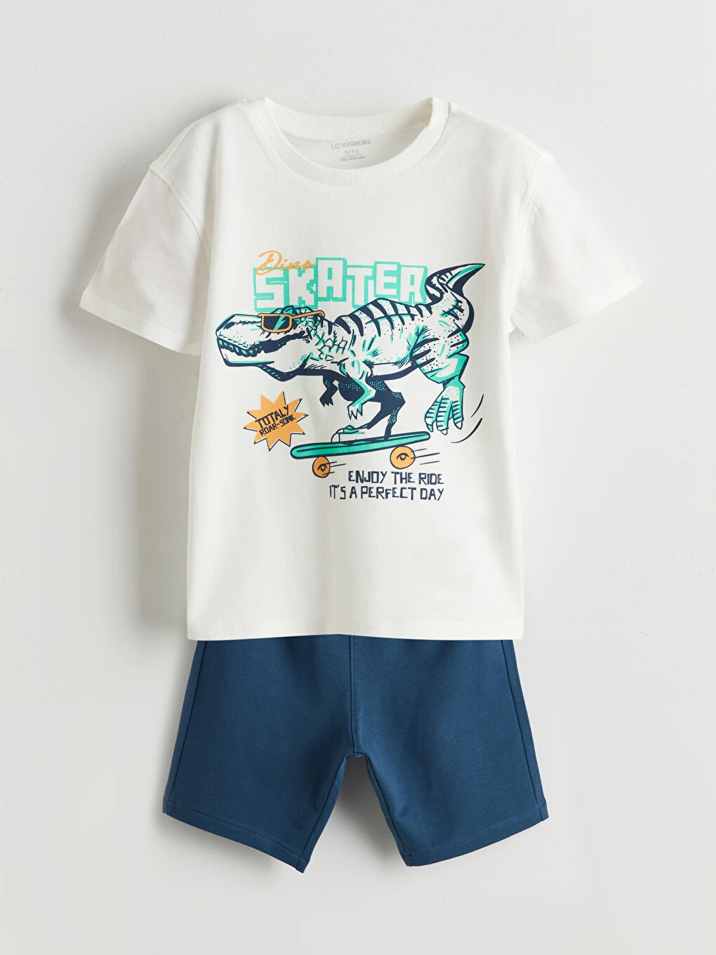 LCW Kids Komplet Majica I Šorts Za Dečake Sa Printom Dinosaurusa 2 Komada