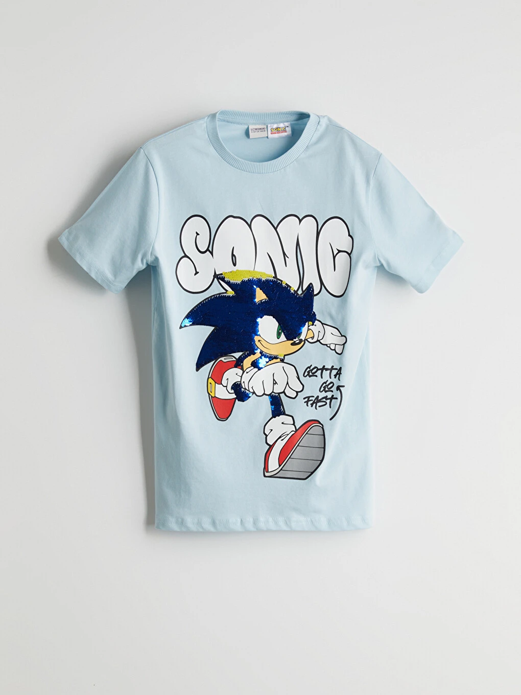 LCW Kids Majica Sa Okruglim Izrezom, Sonic Printom, Reverzibilnim Šljokicama Za Dečake