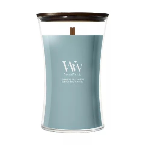 Cedarwood Ocean Moss - L WoodWick mirisna sveća (pomorandža, ozon, lavanda, mahovina, kedar)