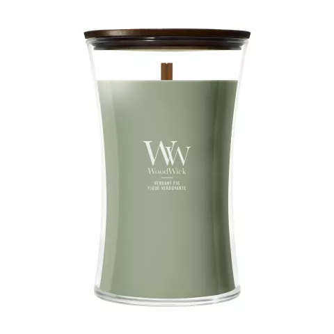 Verdant Fig - L WoodWick mirisna sveća (smokve, geranium, sandalovina, kedar)