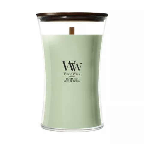 Matcha Zest - L WoodWick mirisna sveća (morska so, citrusi, jasmin, matcha, vanila)