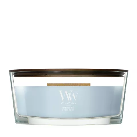 Lakeside Mist - ovalna Wood Wick (aldehidi, eukaliptus, jasmin, cedar)