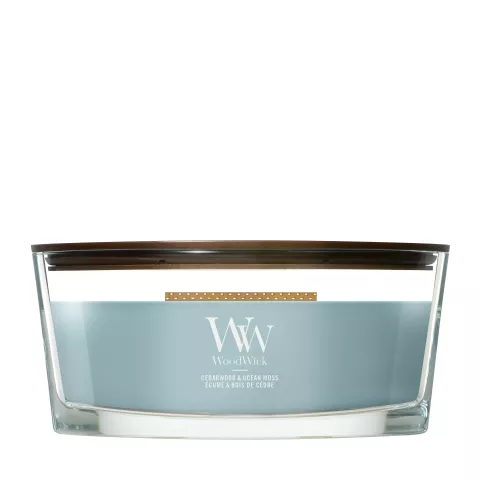 Cedarwood Ocean Moss - ovalna Wood Wick (pomorandža, ozon, lavanda, mahovina, kedar)