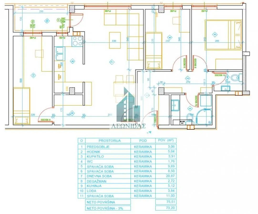 Prodaja, trosoban stan, 73m², Palilula, Niš