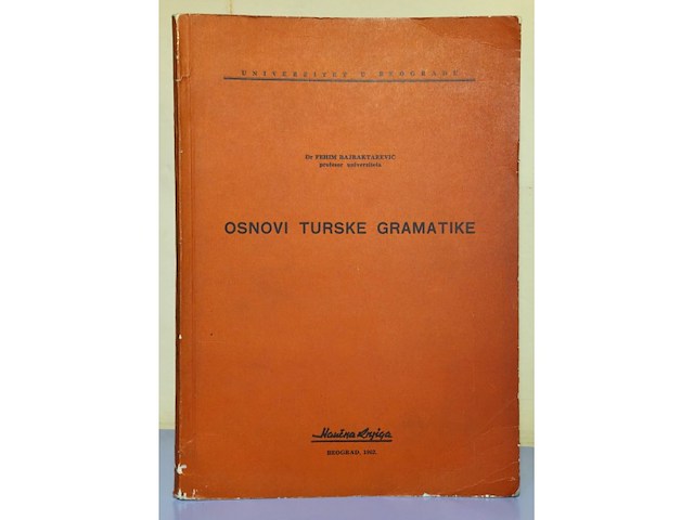 OSNOVI TURSKE GRAMATIKE Fehim Barjaktarević