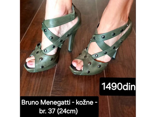 Bruno Menegatti sandale štikle kožne zelene br. 37